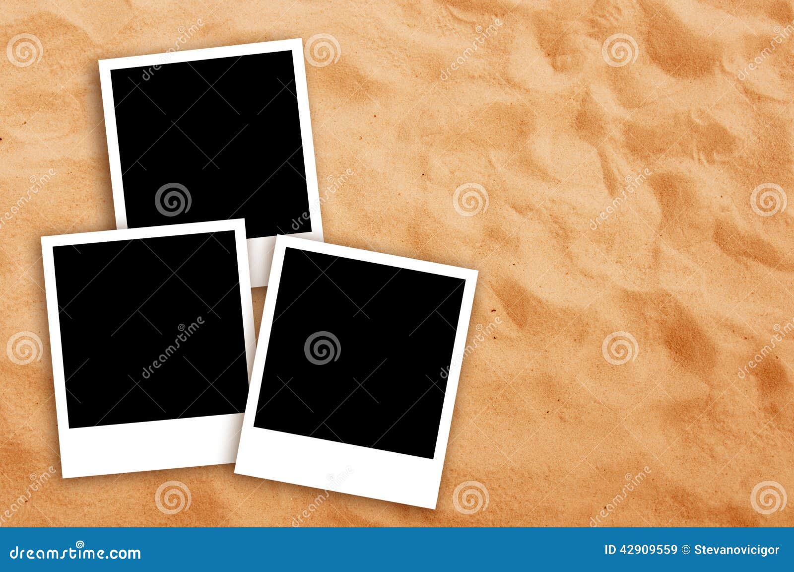 Three Blank Photo Frames on Beach Sand Stock Image - Image of retro ...