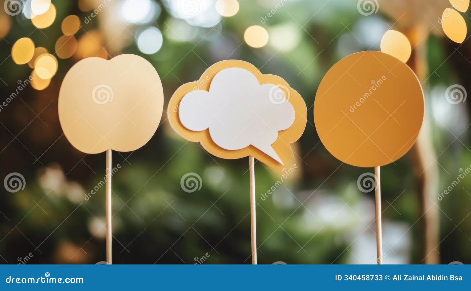 Three Blank Signs on Sticks Stock Illustration - Illustration of speech ...