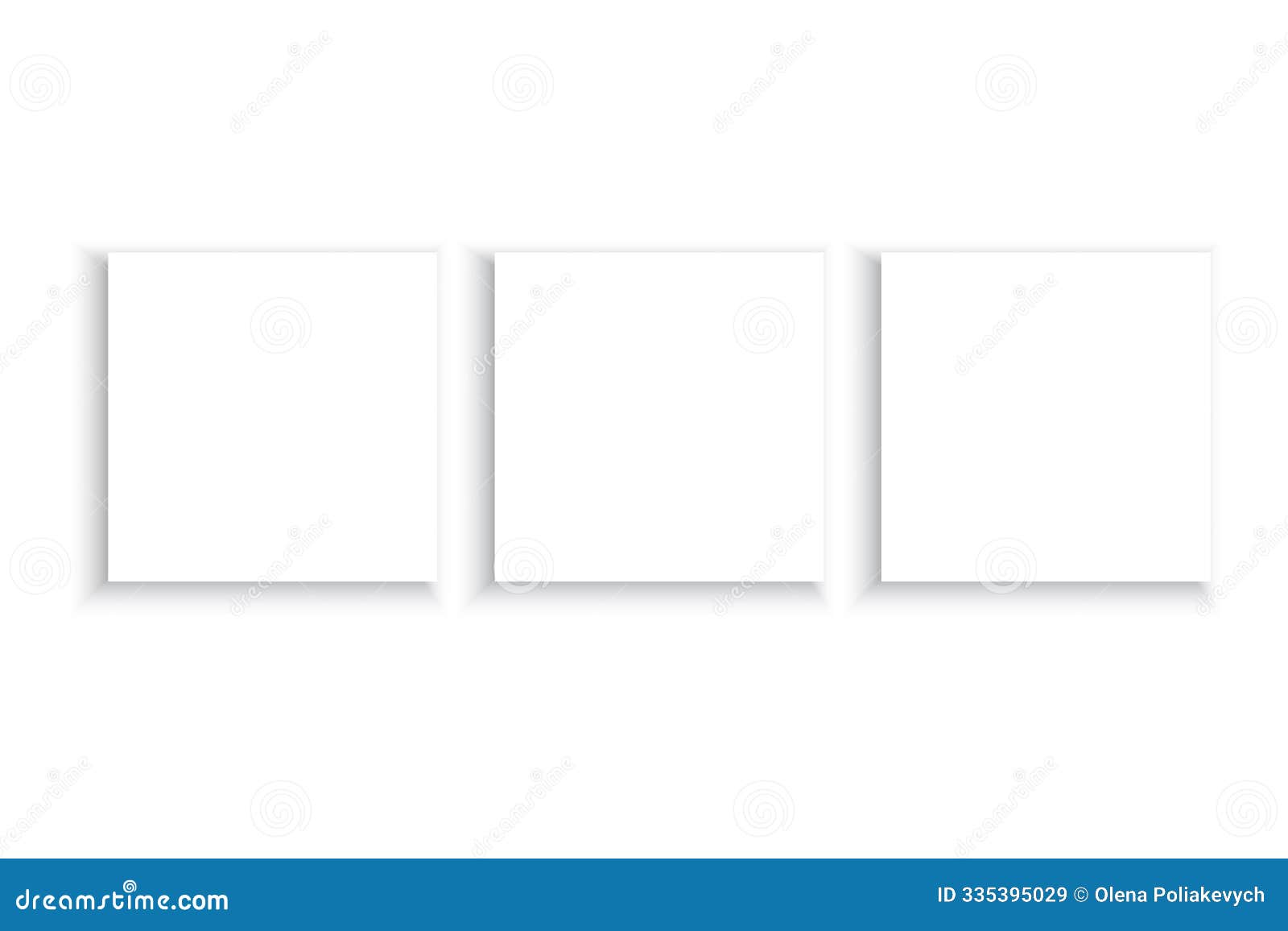 Three Blank Squares. Minimalistic White Frames. Empty Geometric Layout ...