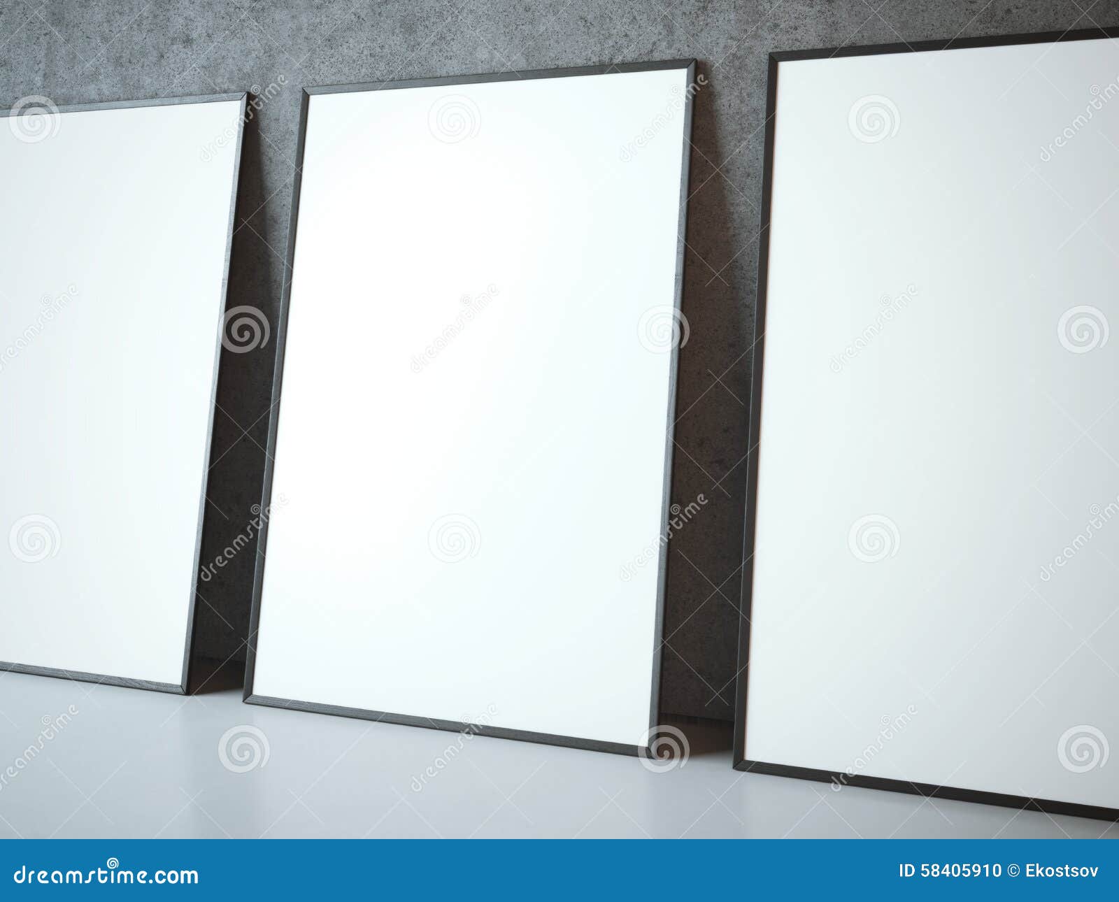 Three blank white frames stock photo. Image of lean, identity - 58405910