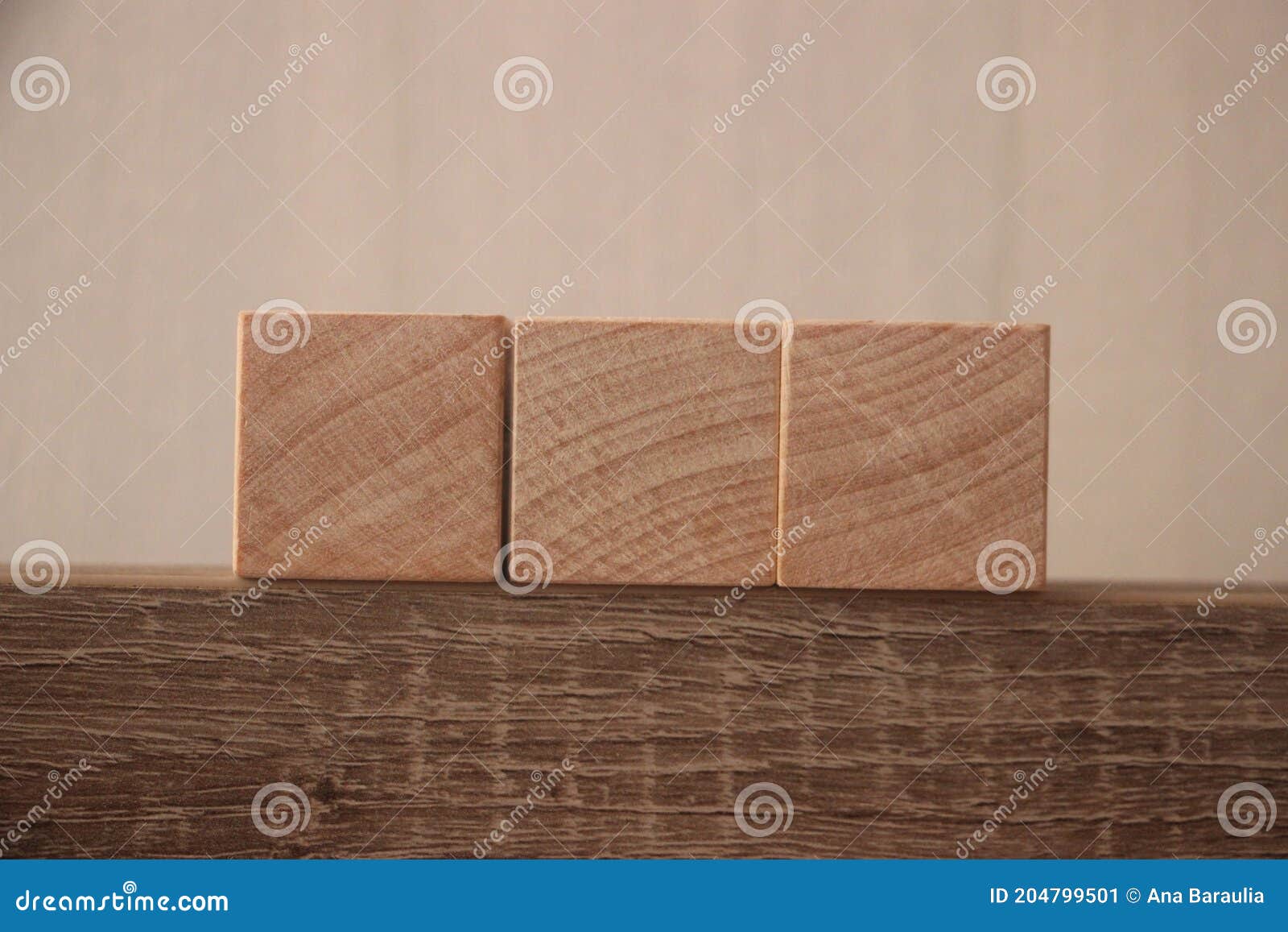 Three Blank Wooden Blocks on Wooden Table. Education Concept Stock ...