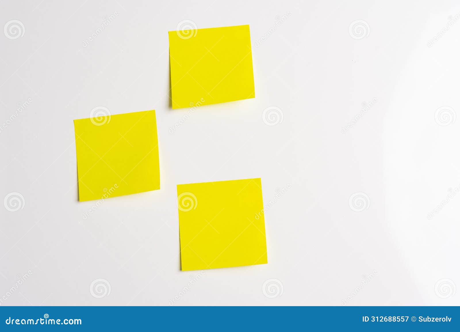Three Blank Yellow Sticky Notes on White Stock Image - Image of paper ...