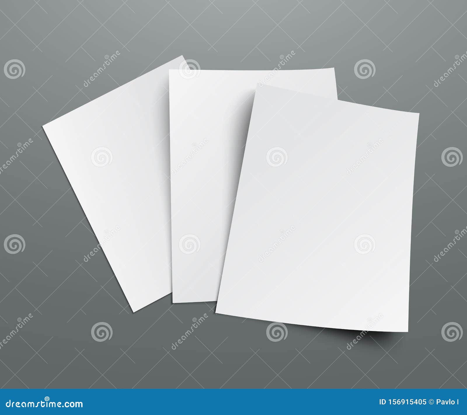 Three Blanks Of Paper With Shadows Lie On A Gray Background. A4 Paper ...