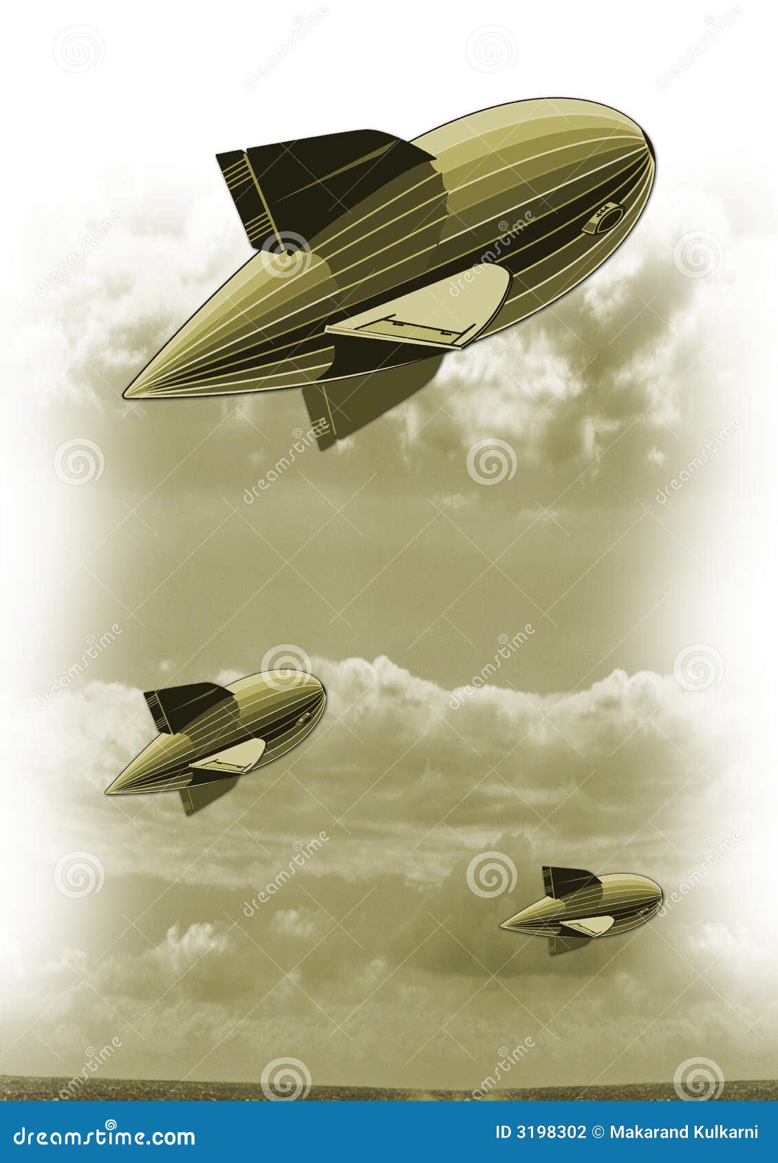 Three Blimp stock illustration. Illustration of airship - 3198302