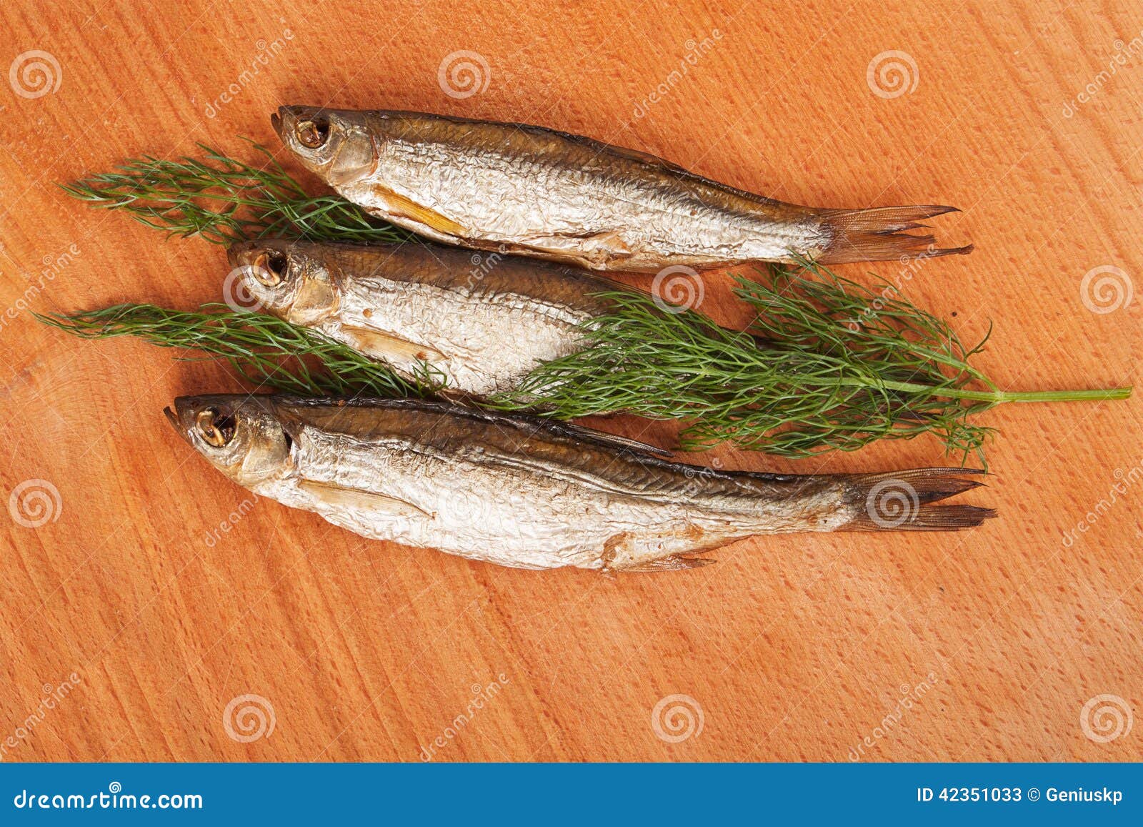 Three bloaters with dill stock image. Image of market - 42351033