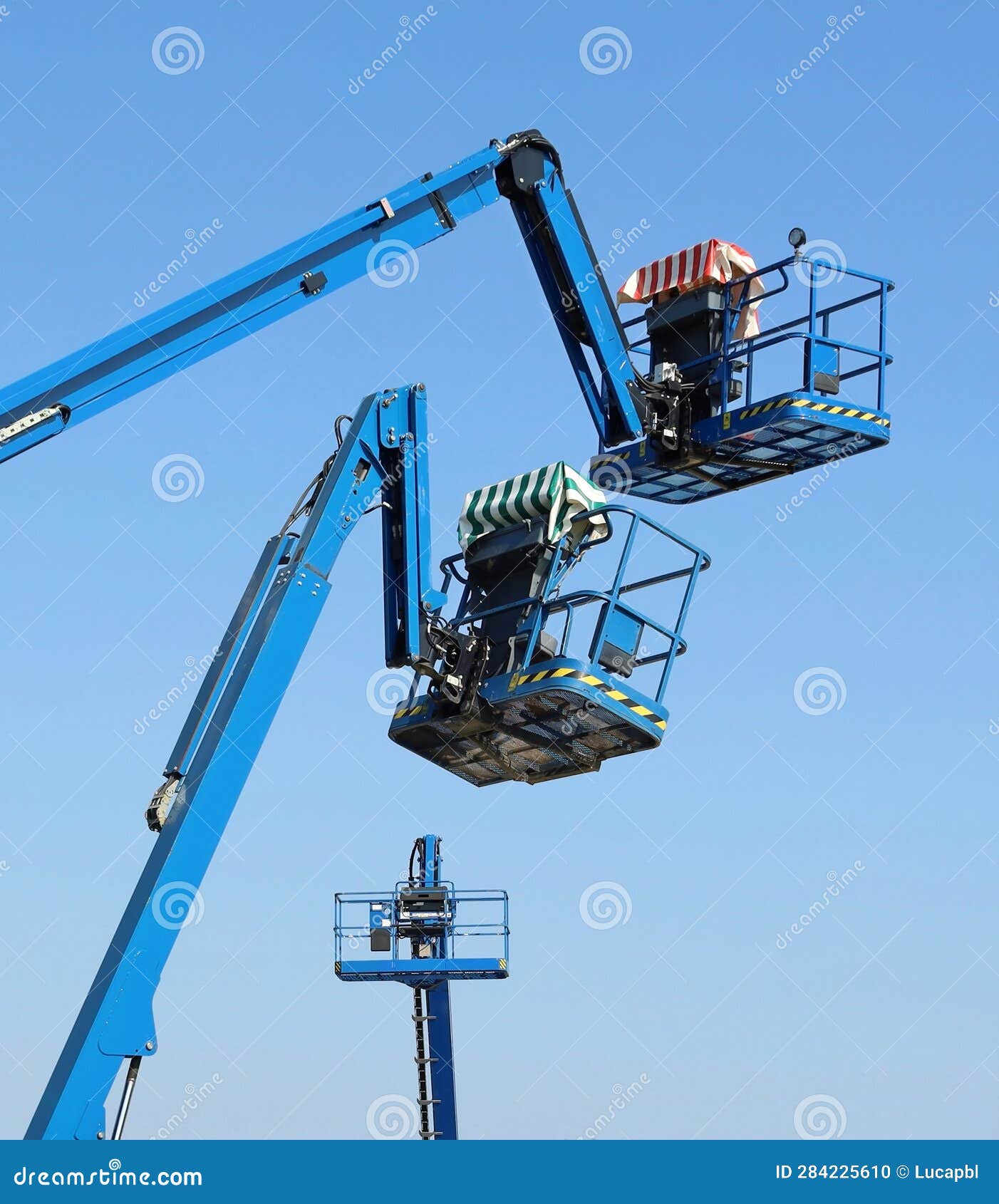 Aerial Working Platform, Buckets And Forklift Telescopic Boom. Stock ...