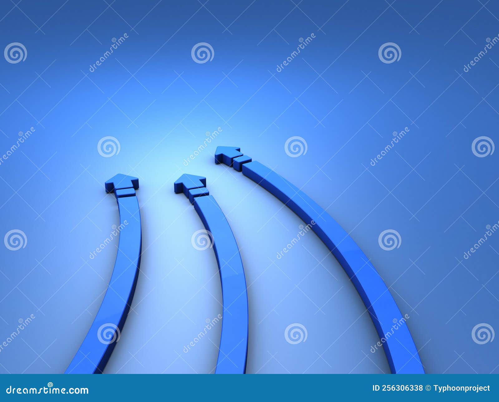 Three Blue Arrows Gradually Turning To the Left. Stock Illustration ...