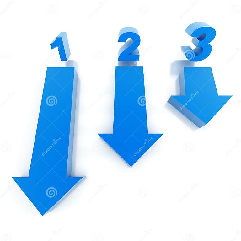 Three Blue Arrows and Numbers Stock Illustration - Illustration of data ...
