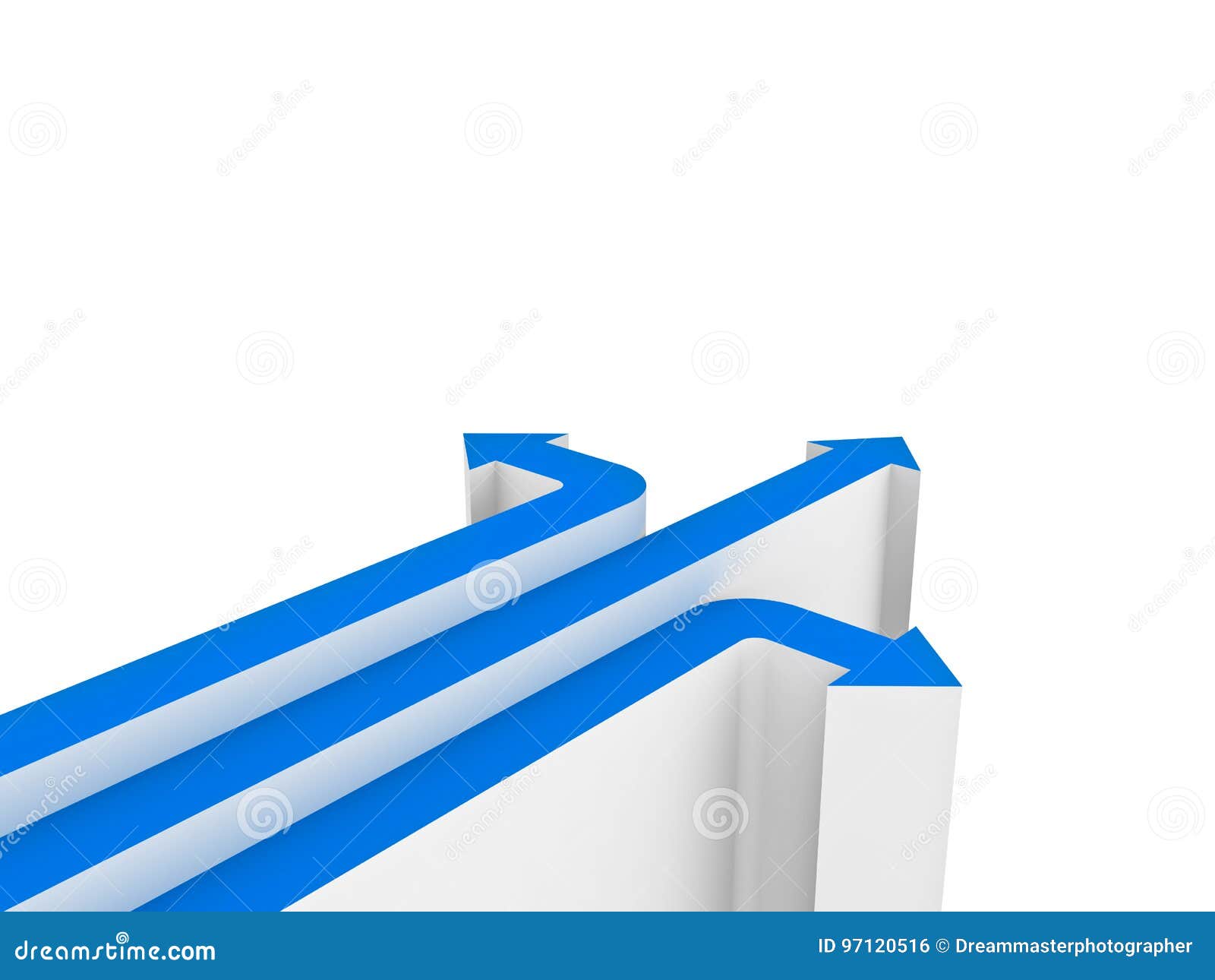Three Blue Arrows Showing Three Different Directions Isolated Over ...