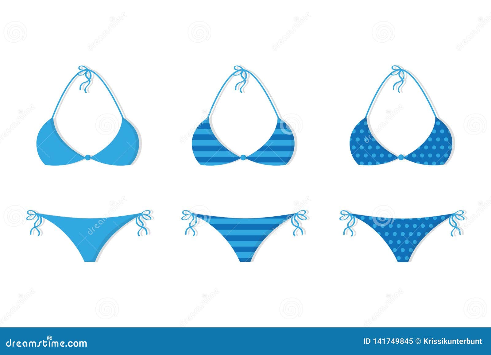 Three Blue Bikinis with Different Patterns Stock Vector - Illustration ...