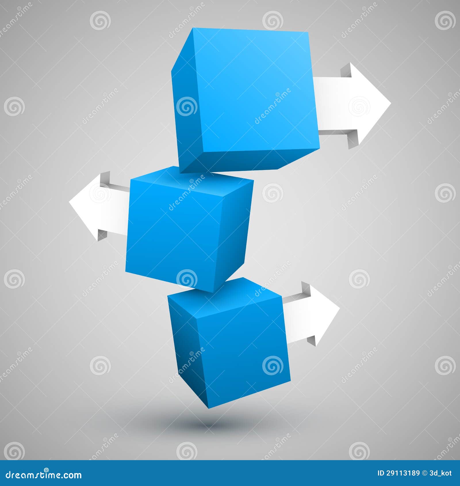 Three Blue Boxes with Arrows 3D Stock Vector - Illustration of ...