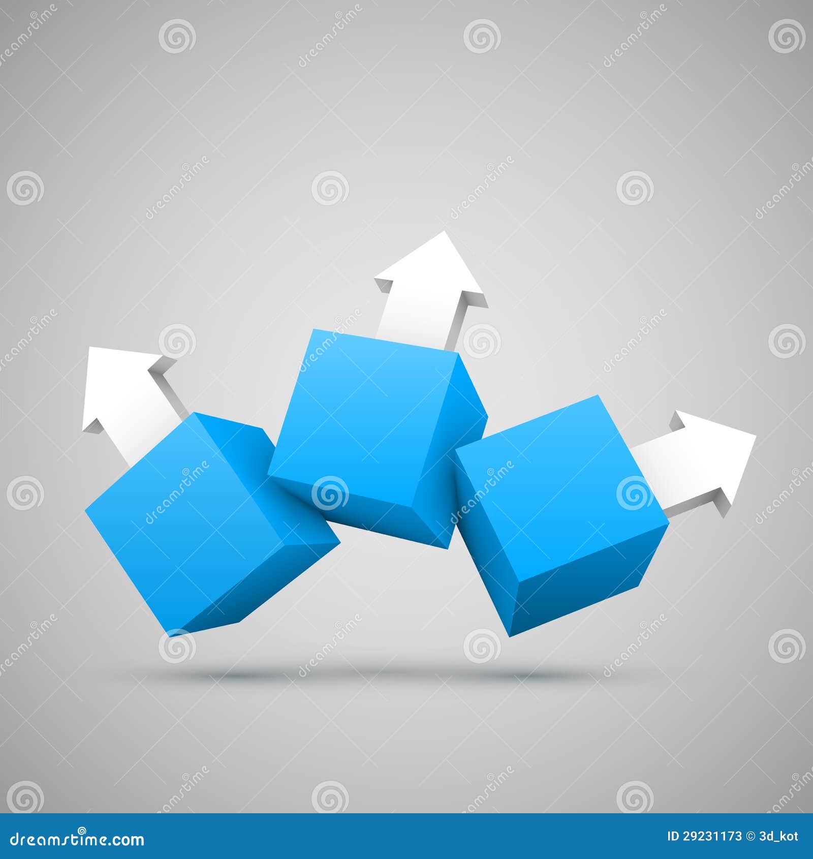 Three Blue Boxes with Arrows 3D Stock Vector - Illustration of element ...