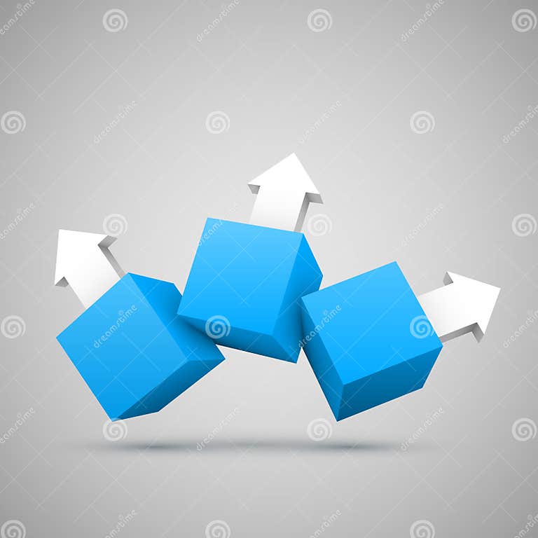 Three Blue Boxes with Arrows 3D Stock Vector - Illustration of element ...