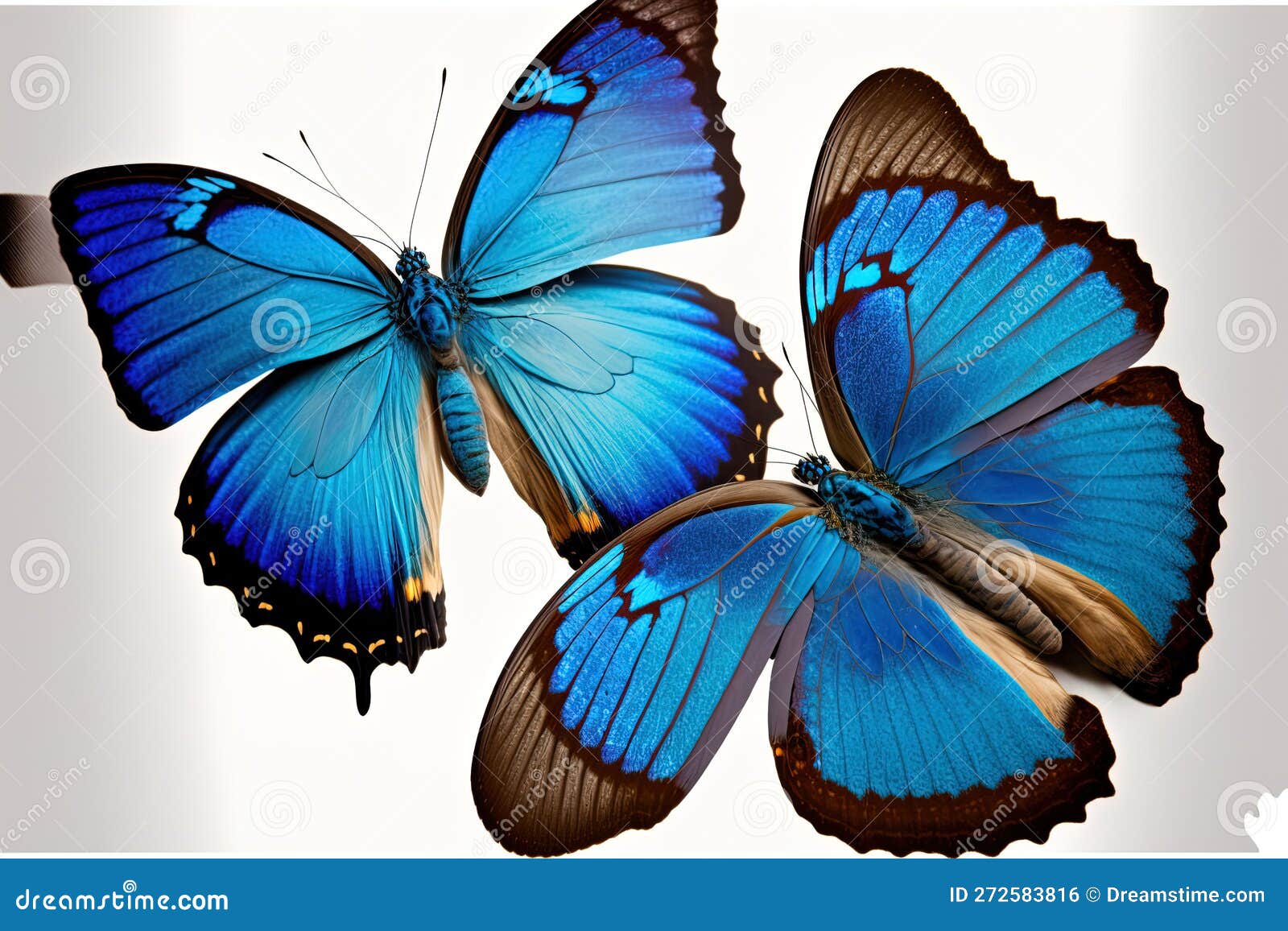 Three Blue Butterflies on White Background Stock Illustration ...