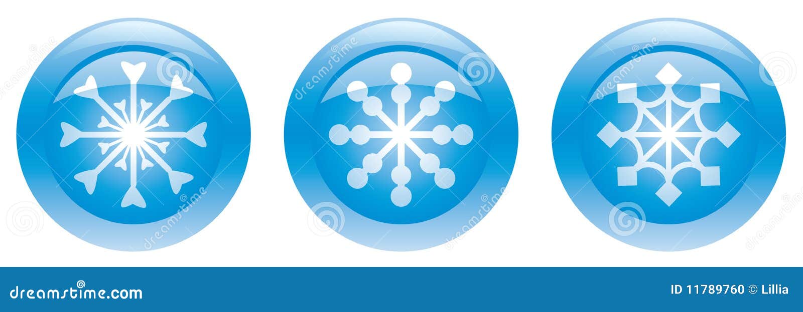 Three Blue Buttons with Snowflakes Stock Vector - Illustration of shiny ...