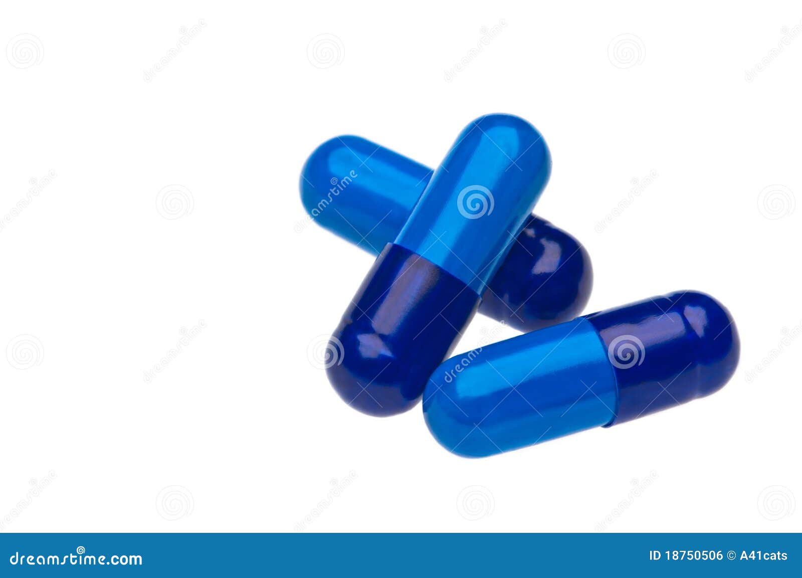 Three Blue Capsules Over White Stock Photo - Image of help, dose: 18750506