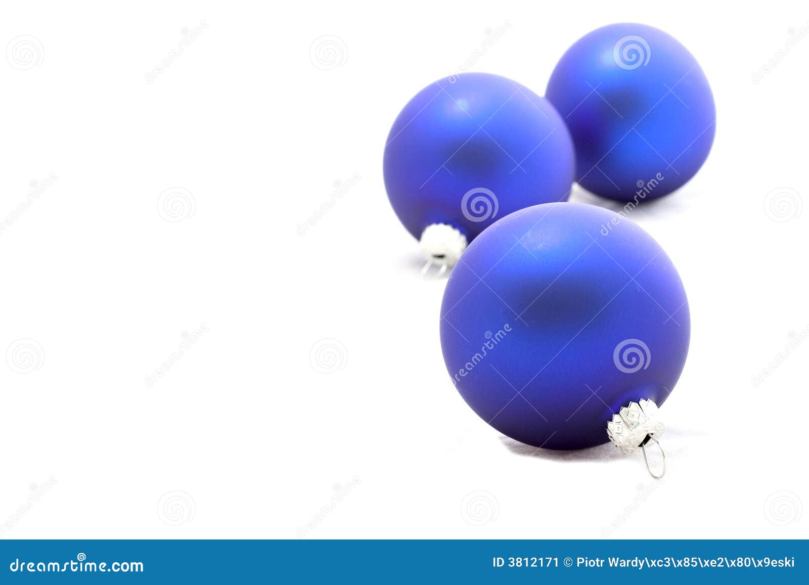 Three blue christmas balls stock image. Image of glass - 3812171