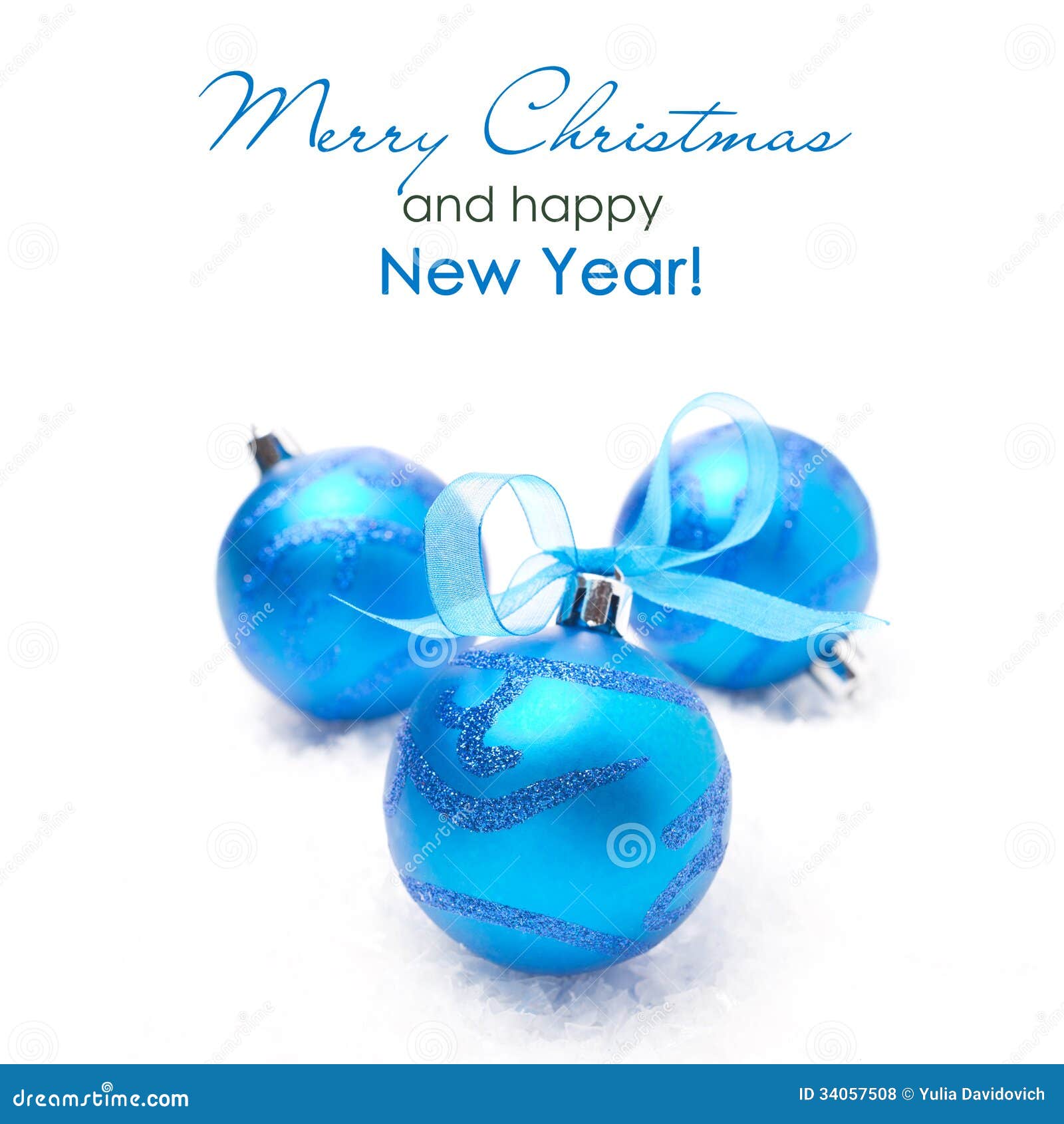 Three Blue Christmas Balls, on White Background Stock Photo - Image of ...