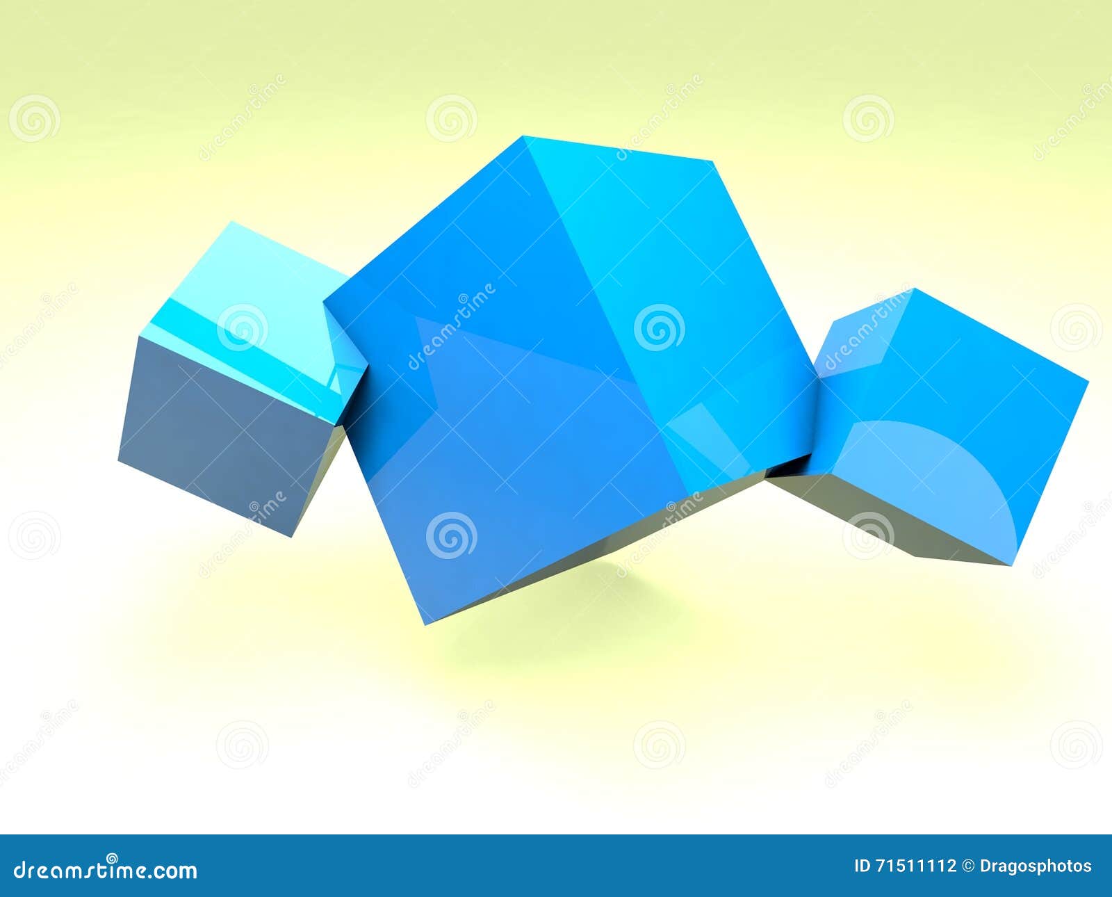 Three 3 blue cubes 3d stock illustration. Illustration of design - 71511112