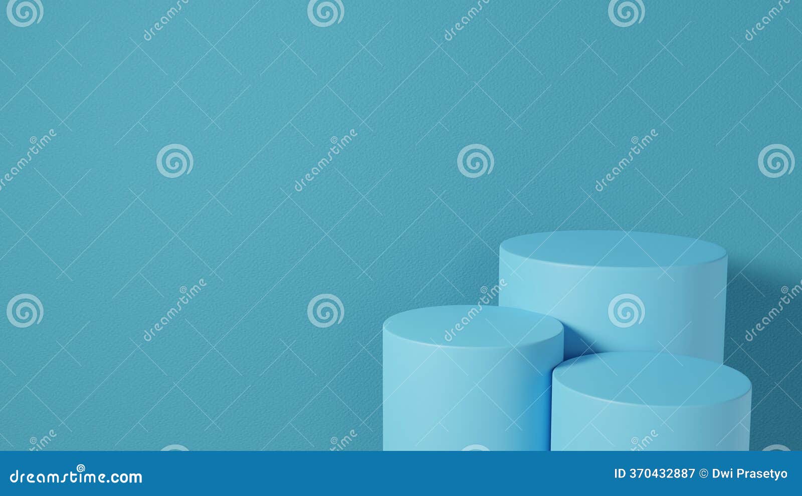 3D Blue Cylinders Podium On White Floor With Spotlight And Blue Wall ...