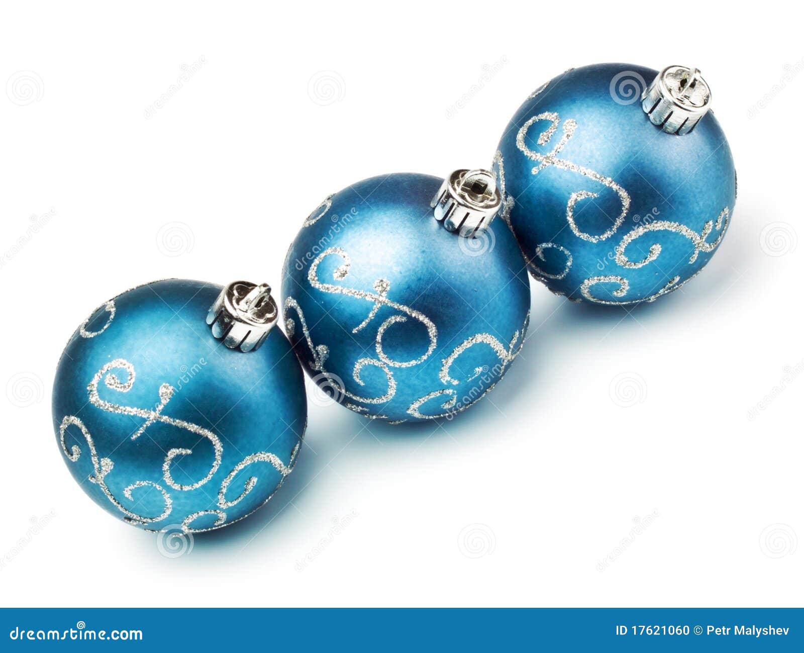 Three Blue Decoration Balls Stock Photo - Image of isolated, ball: 17621060