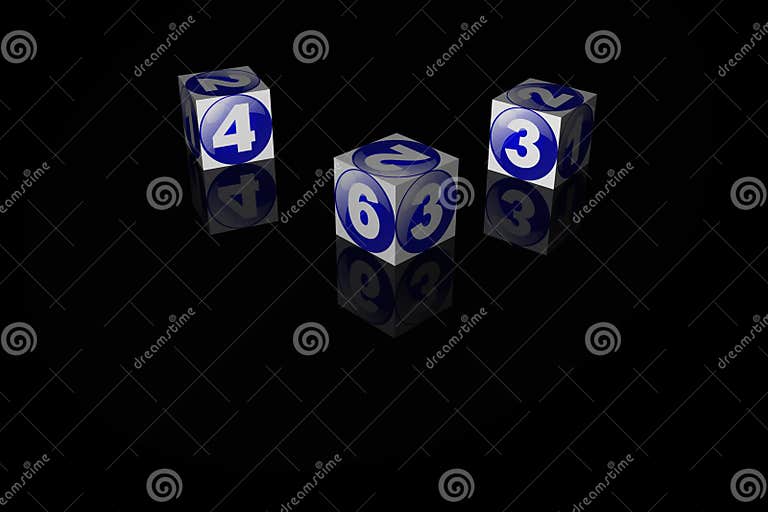 Three Blue Dice Number Four Six Three Stock Illustration - Illustration ...