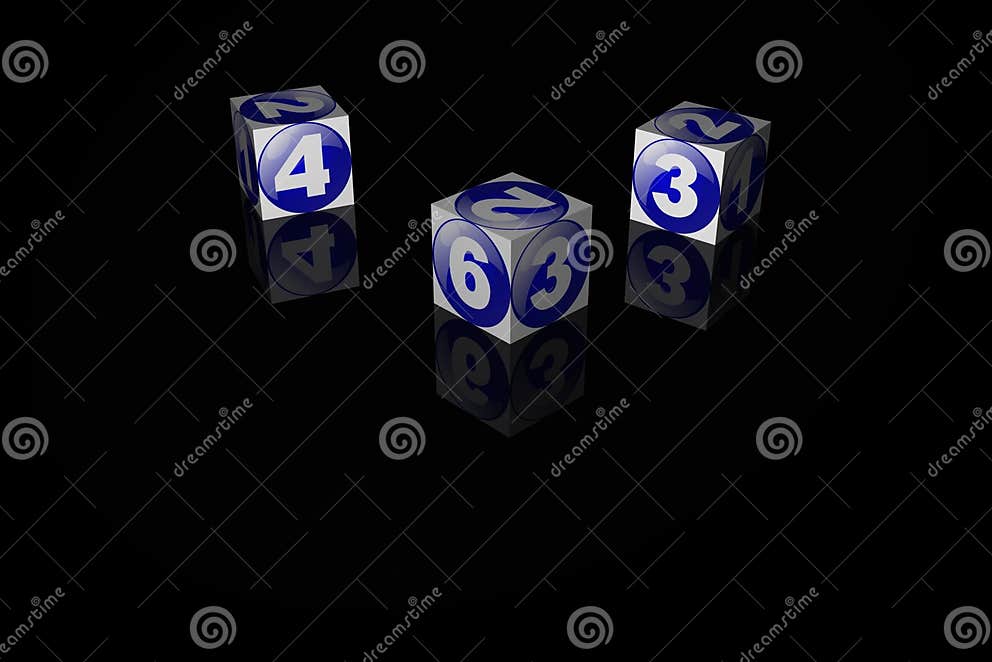 Three Blue Dice Number Four Six Three Stock Illustration - Illustration ...