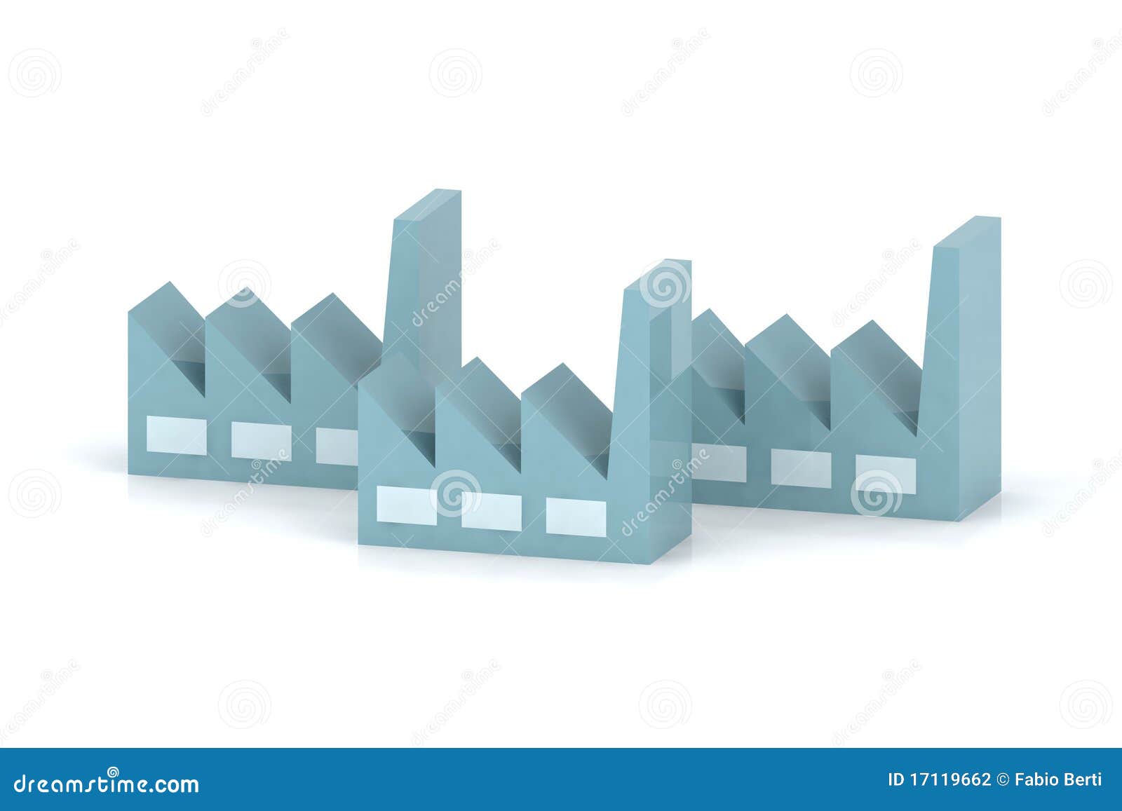 Three blue factory stock illustration. Illustration of chimney - 17119662
