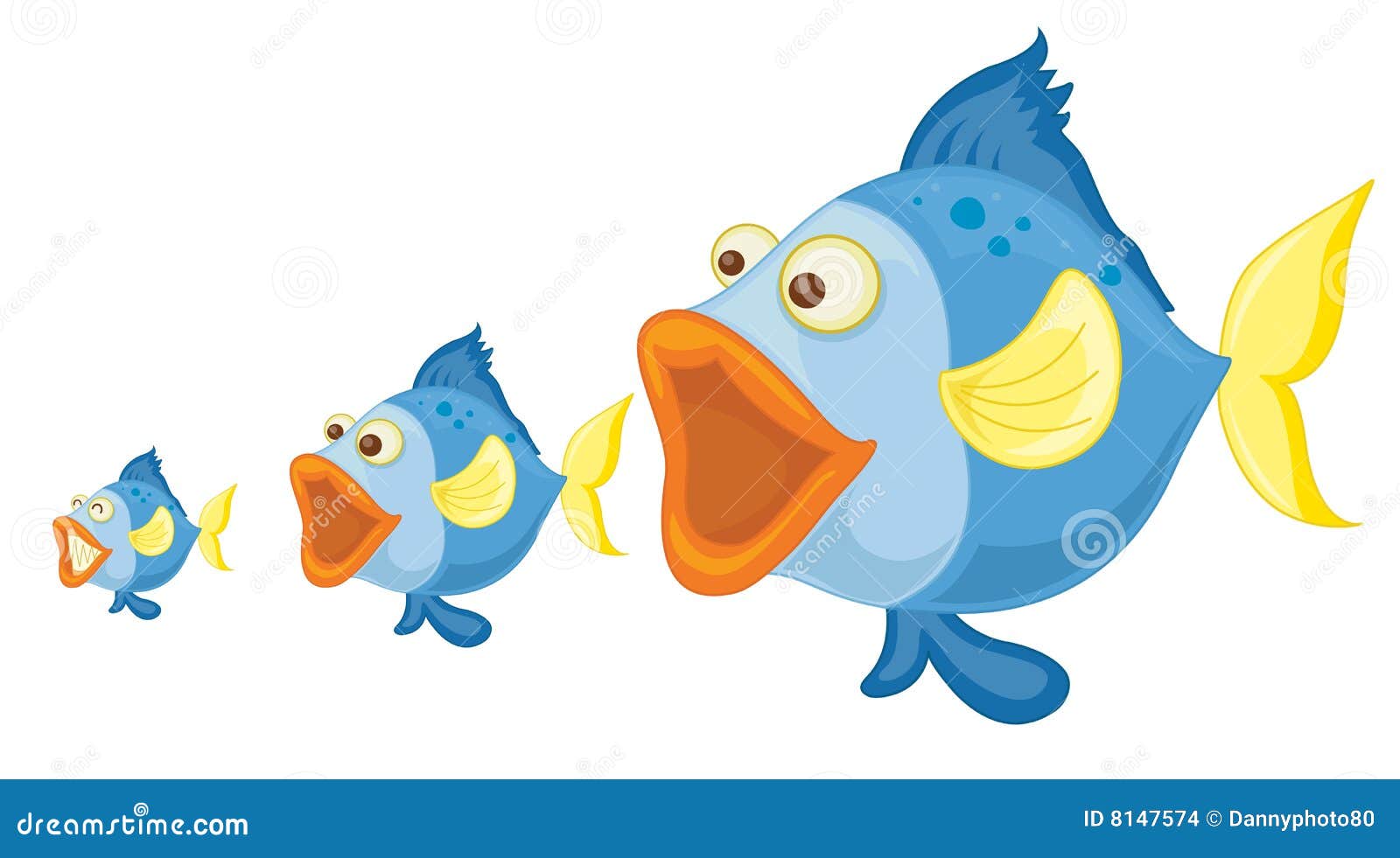Three blue fish stock illustration. Illustration of white - 8147574