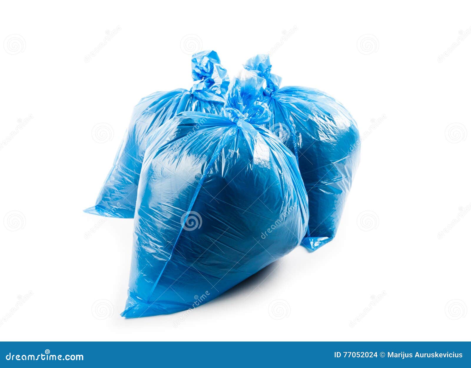 Three blue garbage bags stock photo. Image of dump, pile - 77052024