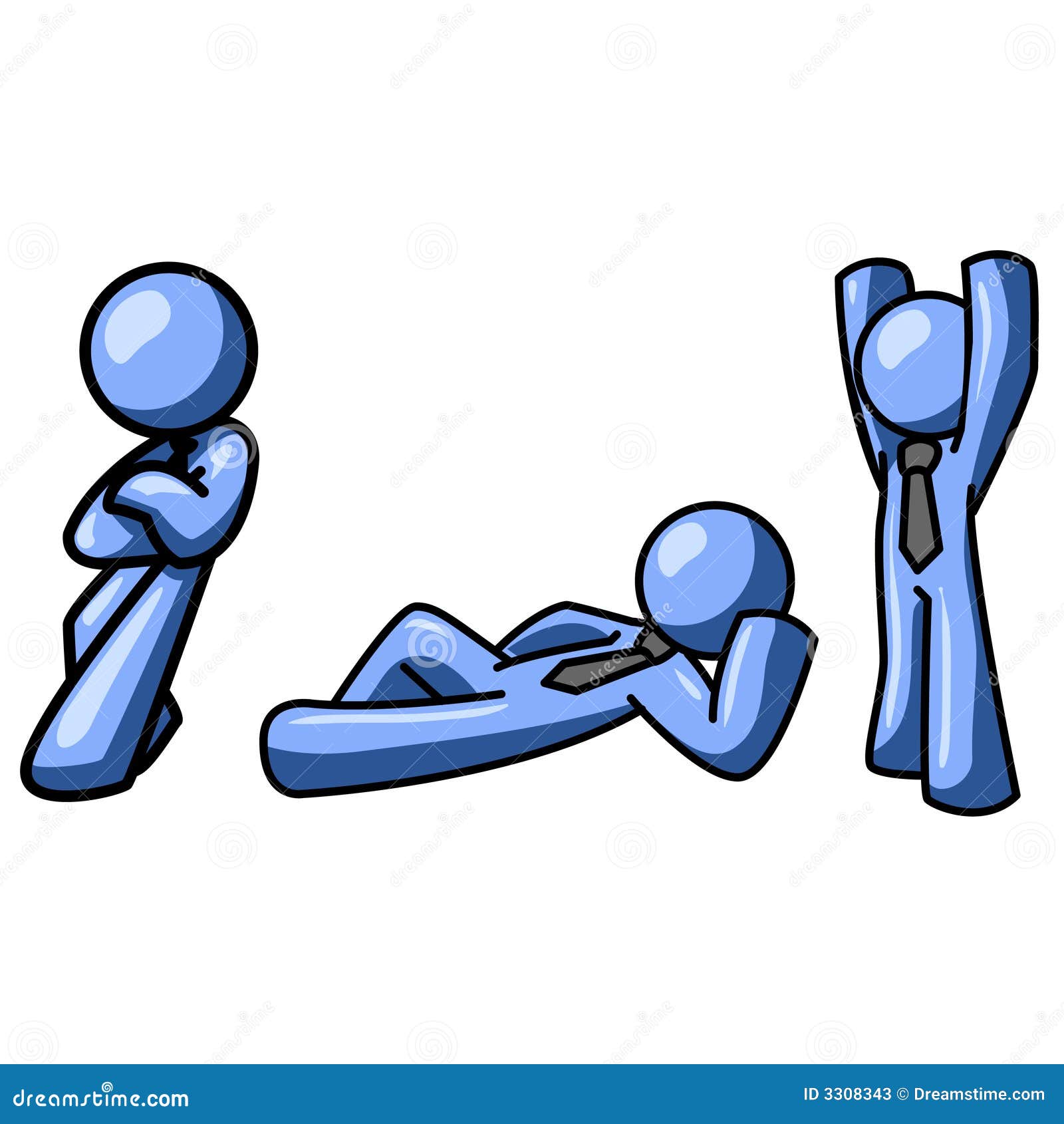 Three blue men in poses stock vector. Illustration of diagram - 3308343
