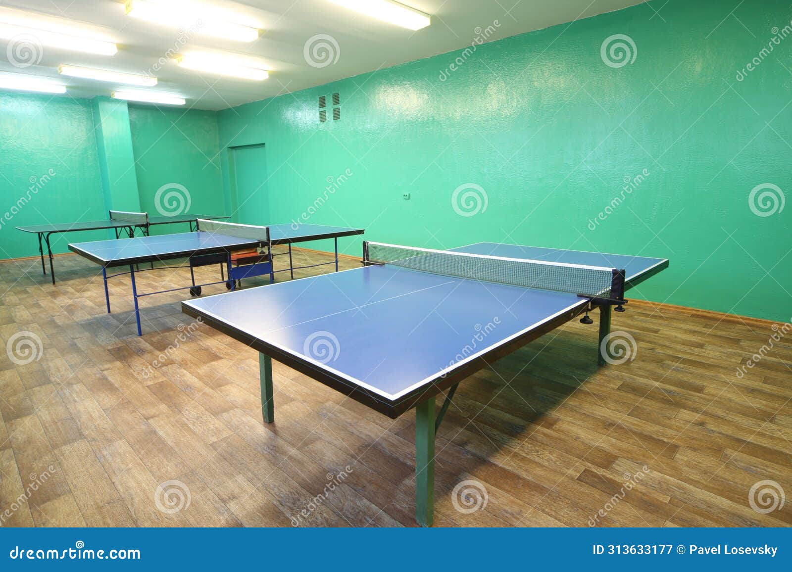 Blue Ping Pong Table. Table Tennis. Photo Of A Professional Ping-pong ...