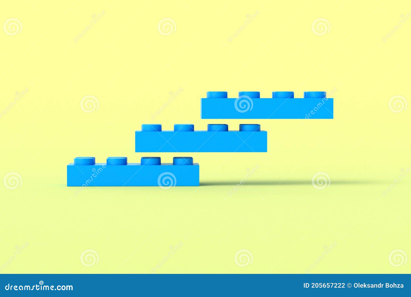 Three Blue Plastic Toy Blocks on Yellow Background Stock Illustration ...