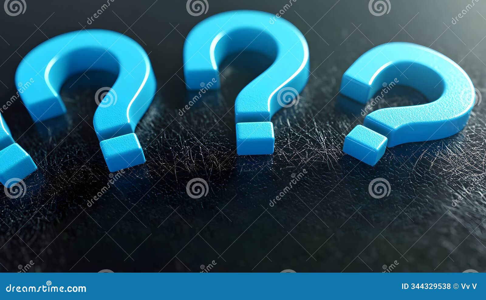 Three Blue Question Marks on a Dark Surface Stock Illustration ...