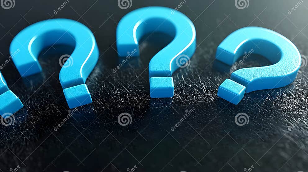 Three Blue Question Marks on a Dark Surface Stock Illustration ...