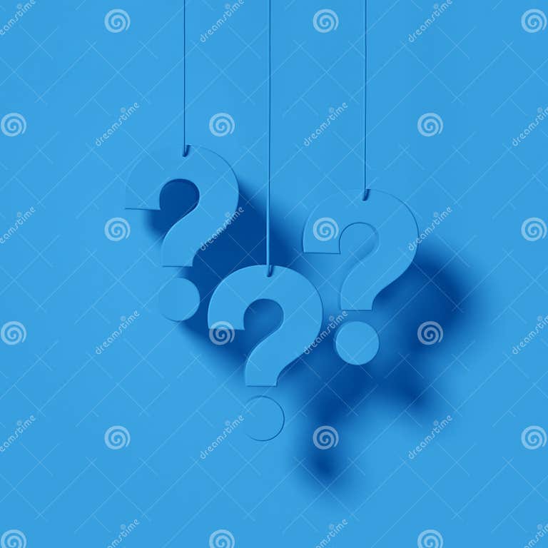 Three Blue Question Marks in Front of a Blue Wall Background. FAQ ...