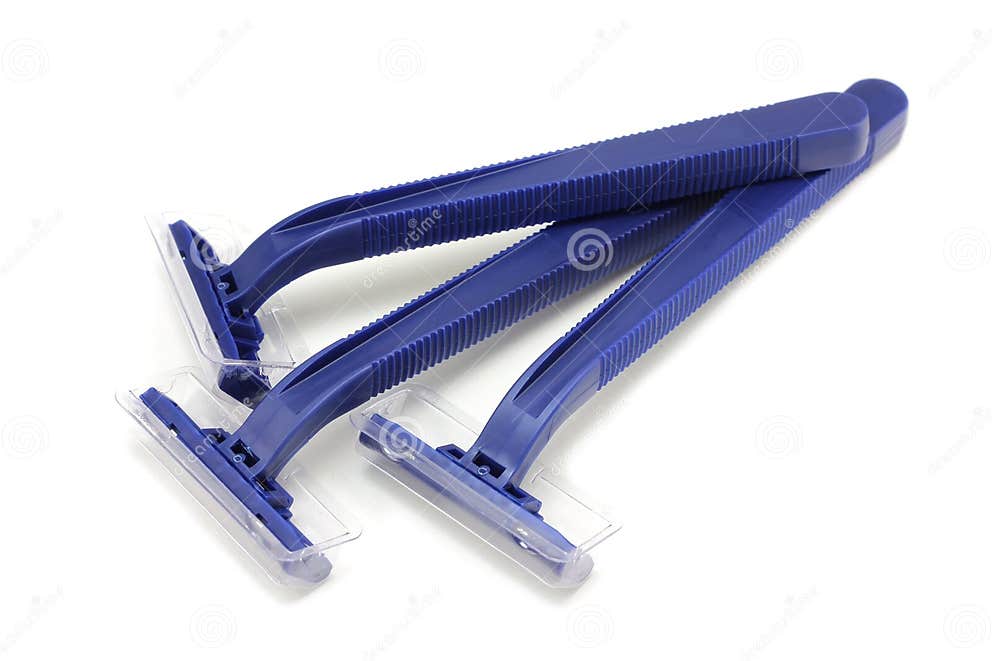 Three blue razors stock photo. Image of care, health - 68274450