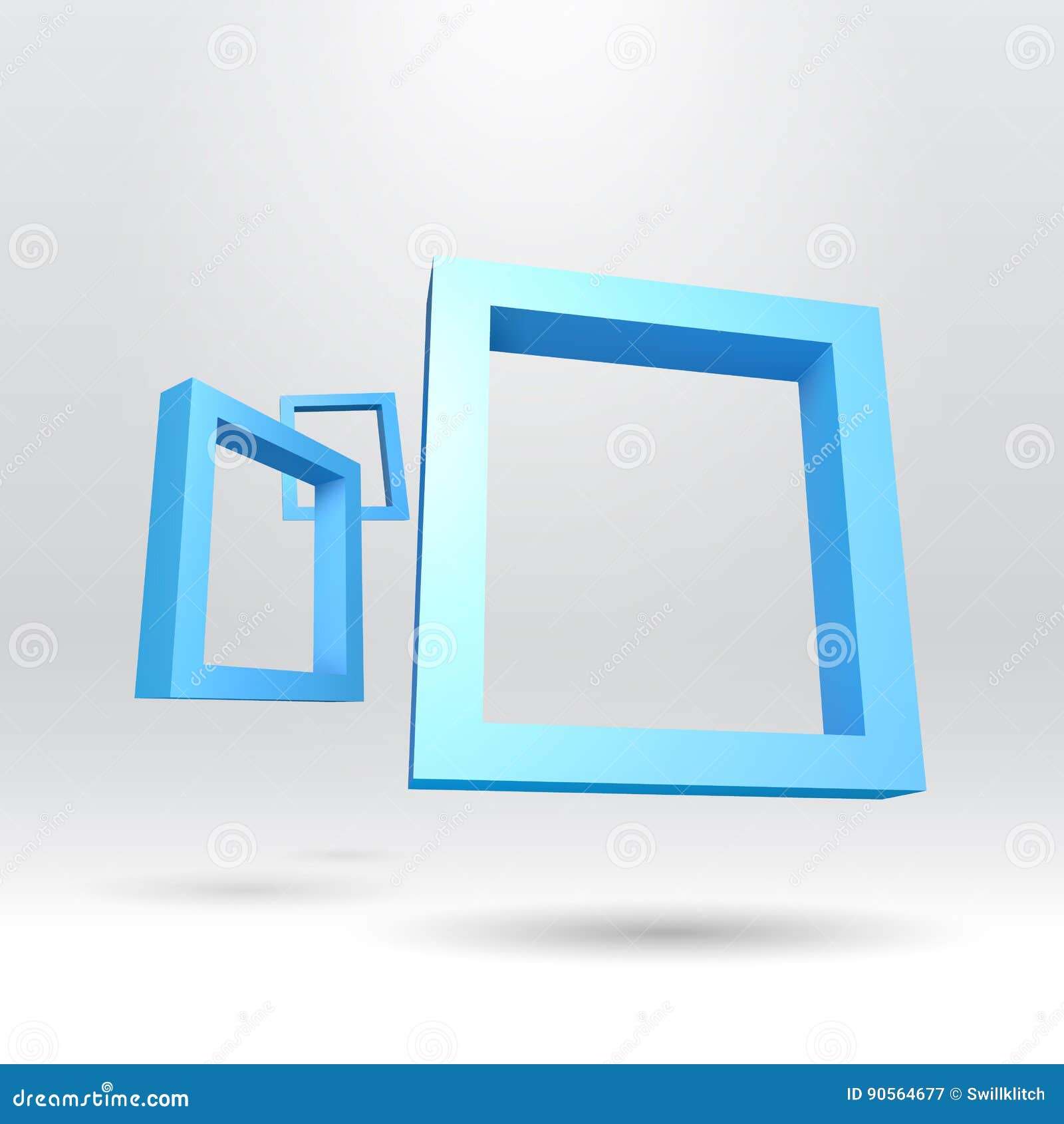 Three Blue Rectangular 3D Frames Stock Vector - Illustration of cube ...