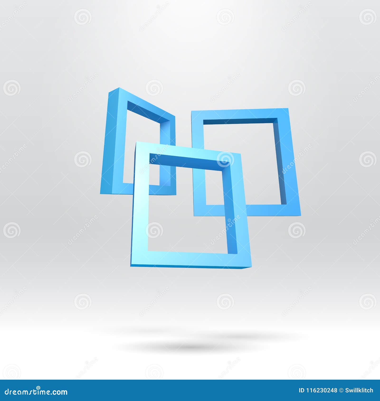 Three Blue Rectangular 3D Frames Stock Vector - Illustration of ...