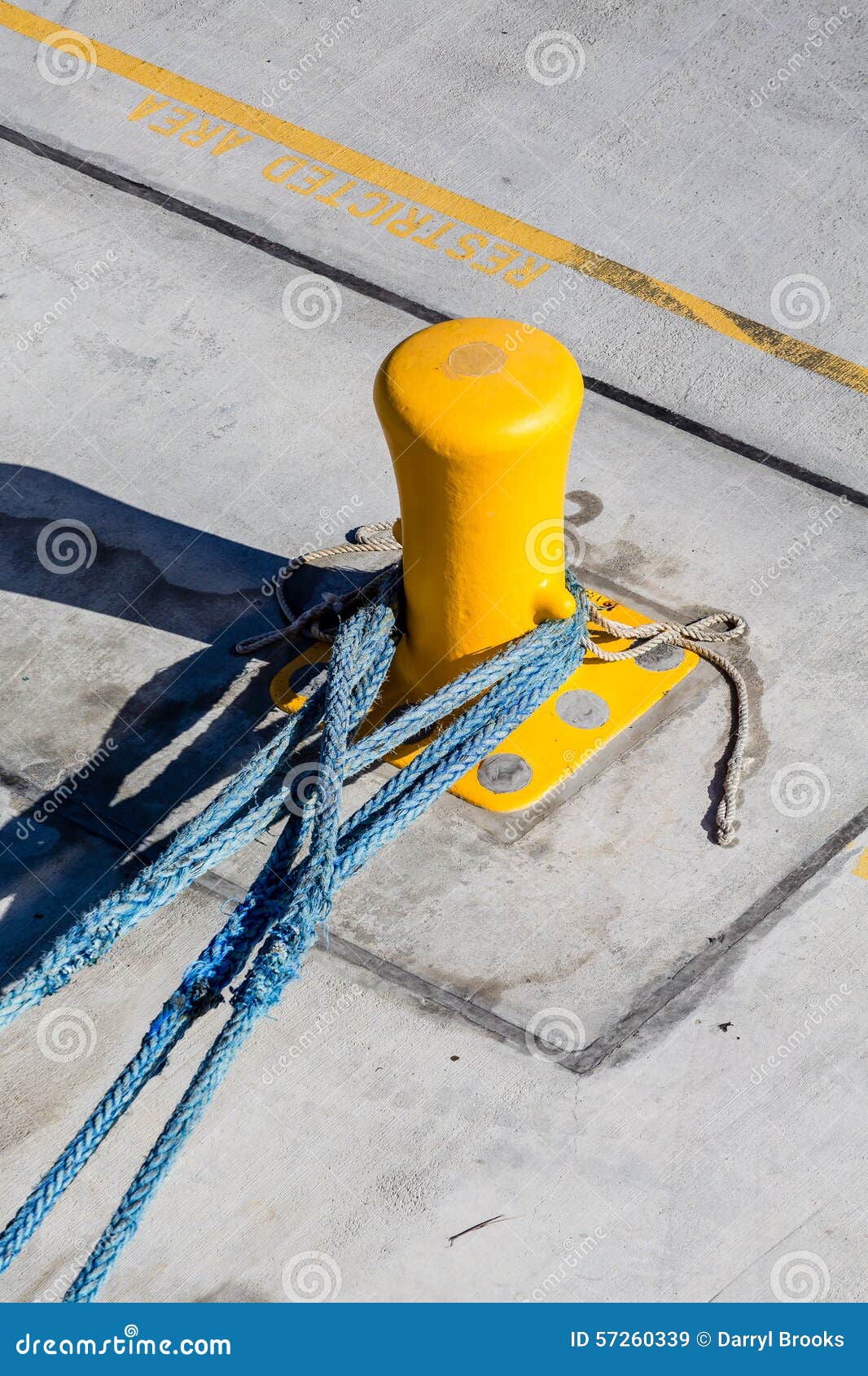Yellow Bollard Pier - Device For Yacht Mooring In Marina Stock ...