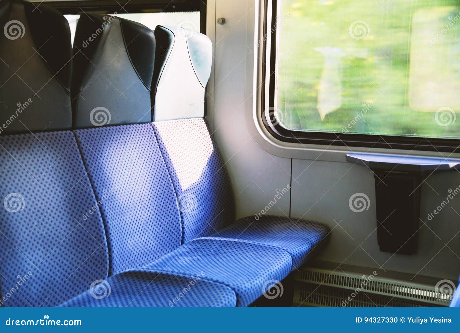 Three Blue Seats in Modern European Train Stock Photo - Image of ...