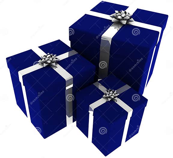 Three Blue and Silver Presents Stock Illustration - Illustration of ...