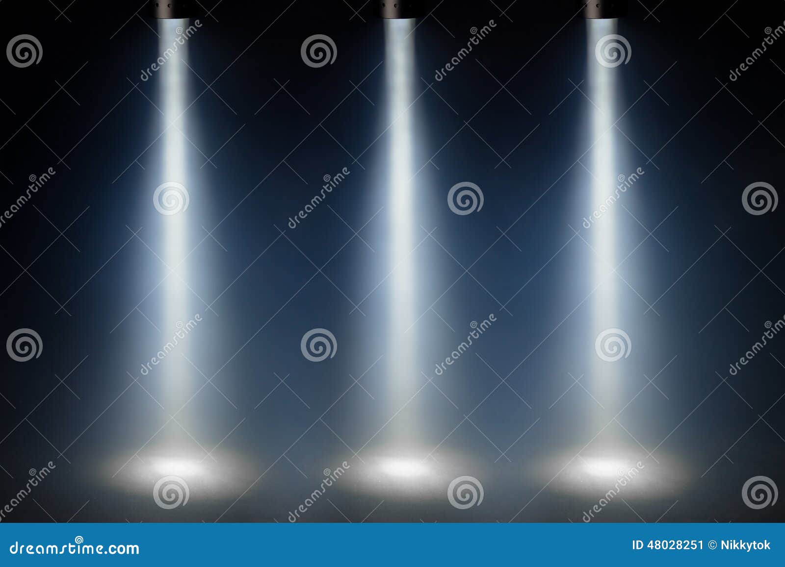 Three blue spot lights stock image. Image of highlight - 48028251