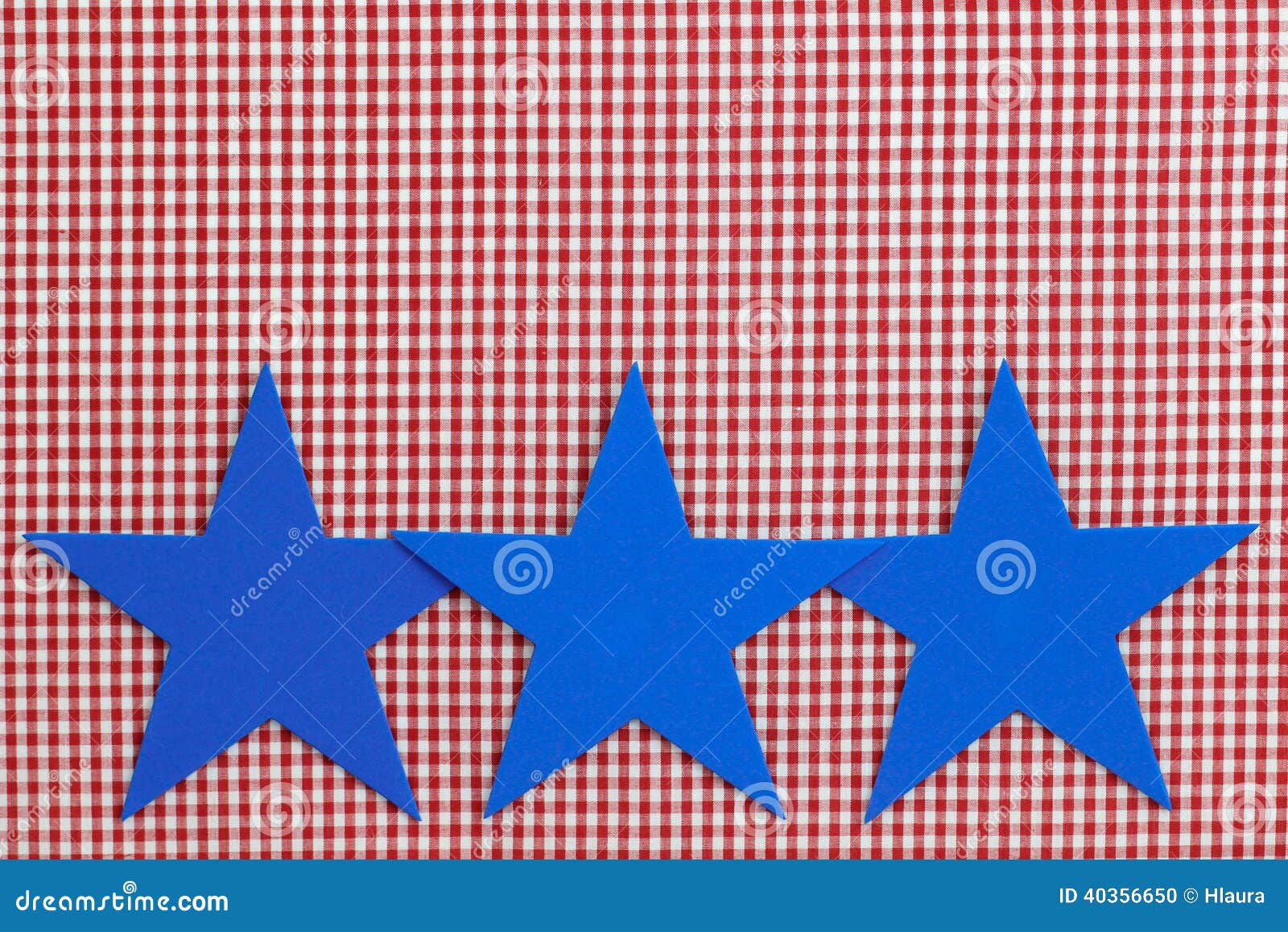 Three Blue Stars Border Red Checkered (gingham) Background Stock Photo ...