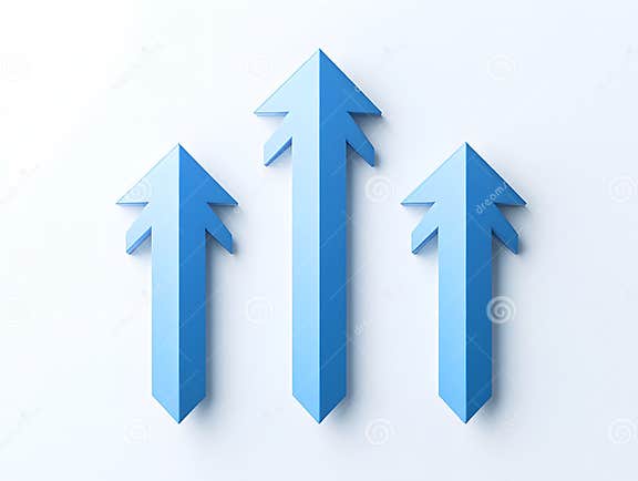 Three Blue Upward Arrows on White Background Representing Growth ...