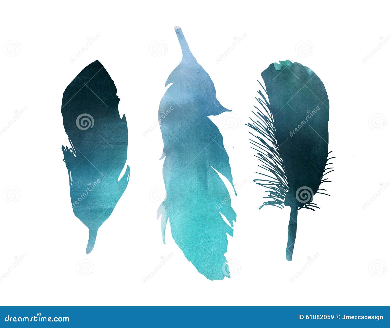 Blue Watercolor Feather