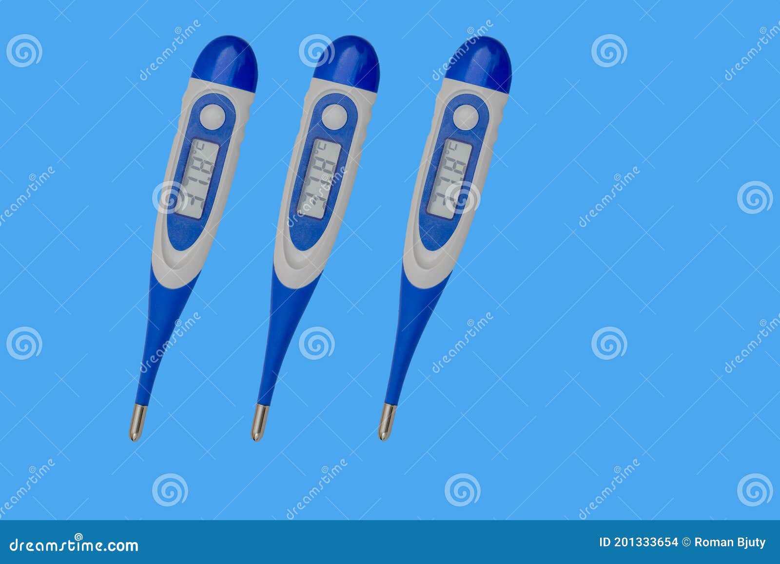 Three Blue-white Digital Thermometer for Measuring Body Temperature ...