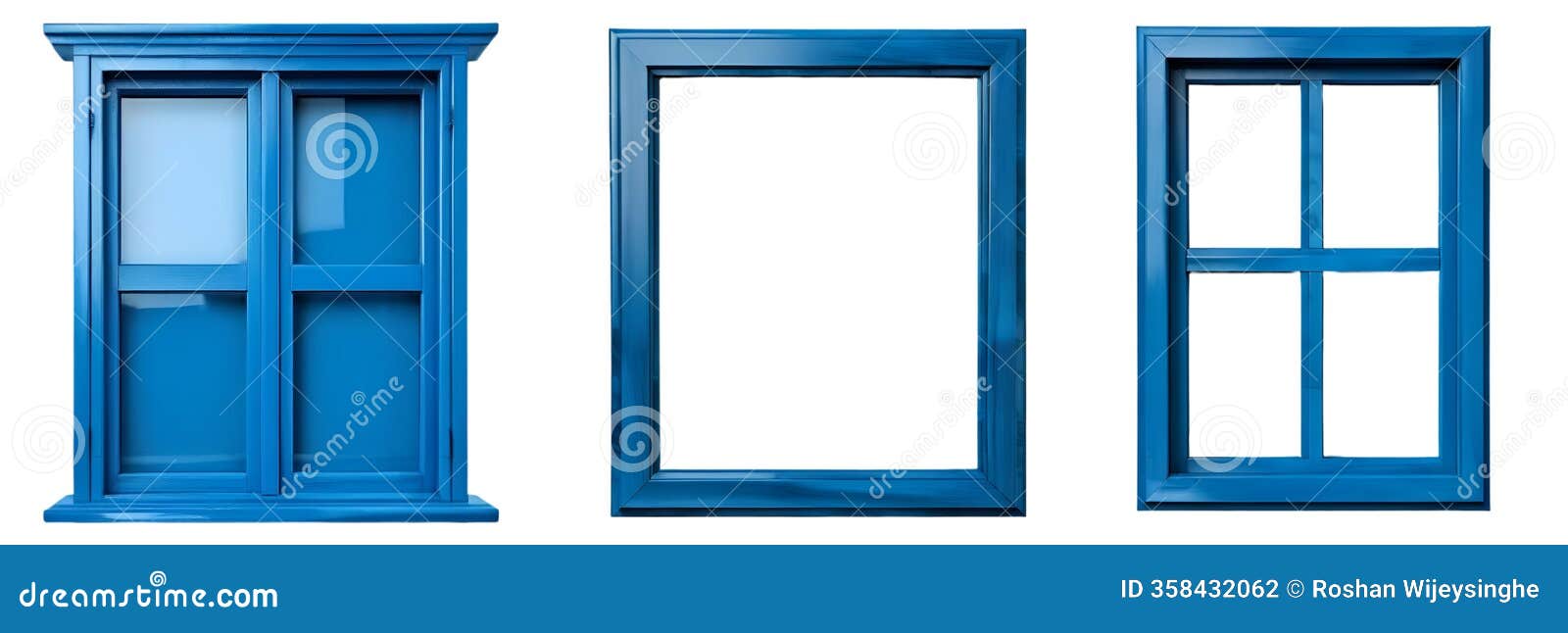 Blue Wooden Window Frames for Modern House Outdoor Exterior Design ...