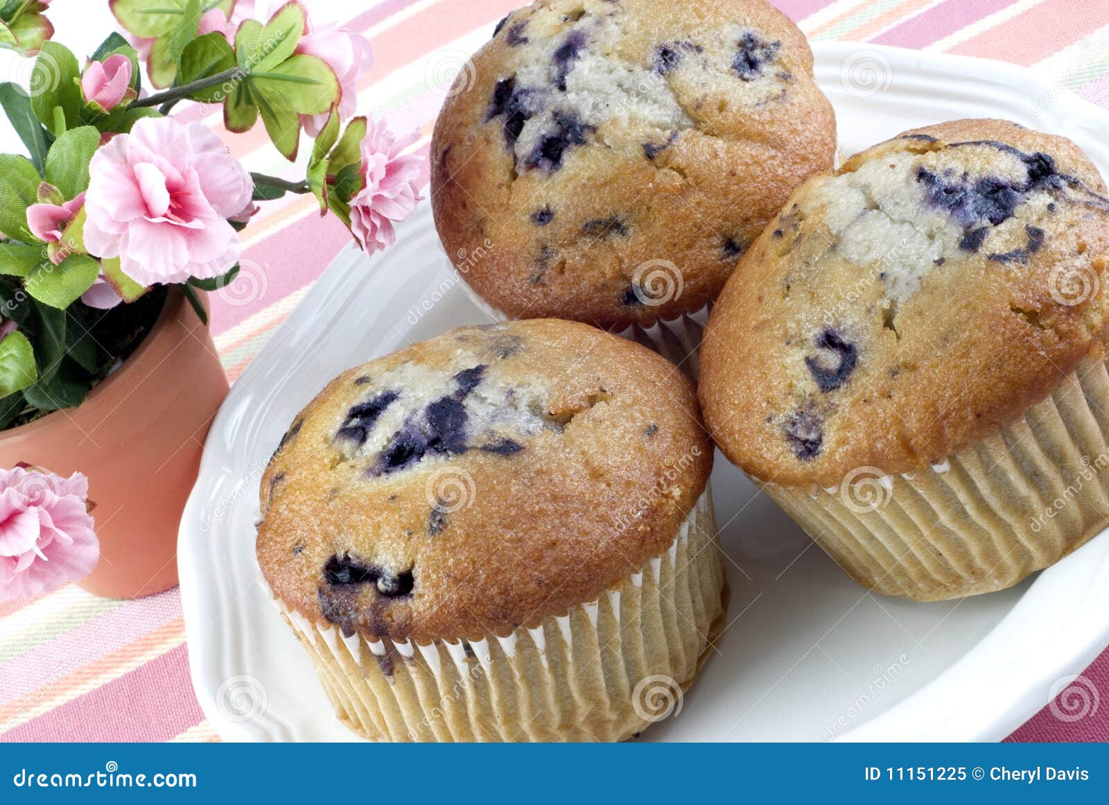 Three Blueberry Muffins stock image. Image of muffin - 11151225