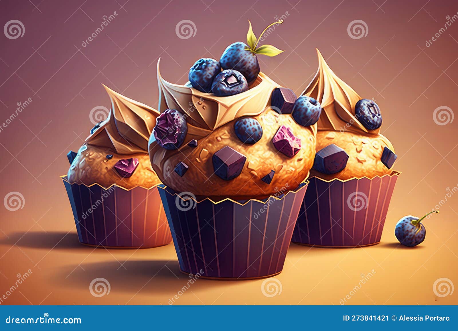 Blueberry Muffins Illustration. Generative AI Stock Illustration ...